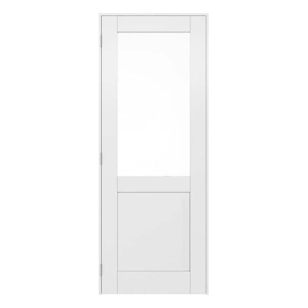 ARK DESIGN 32 in. x 80 in. Right-Hand 1/2-Lite Clear Glass White Solid ...