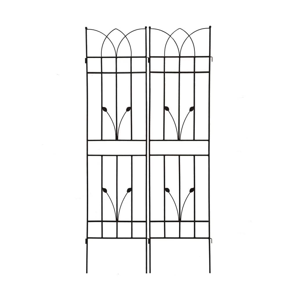 2 Pack Durable 71 in. Black Iron Expandable Garden Trellis with Rust ...