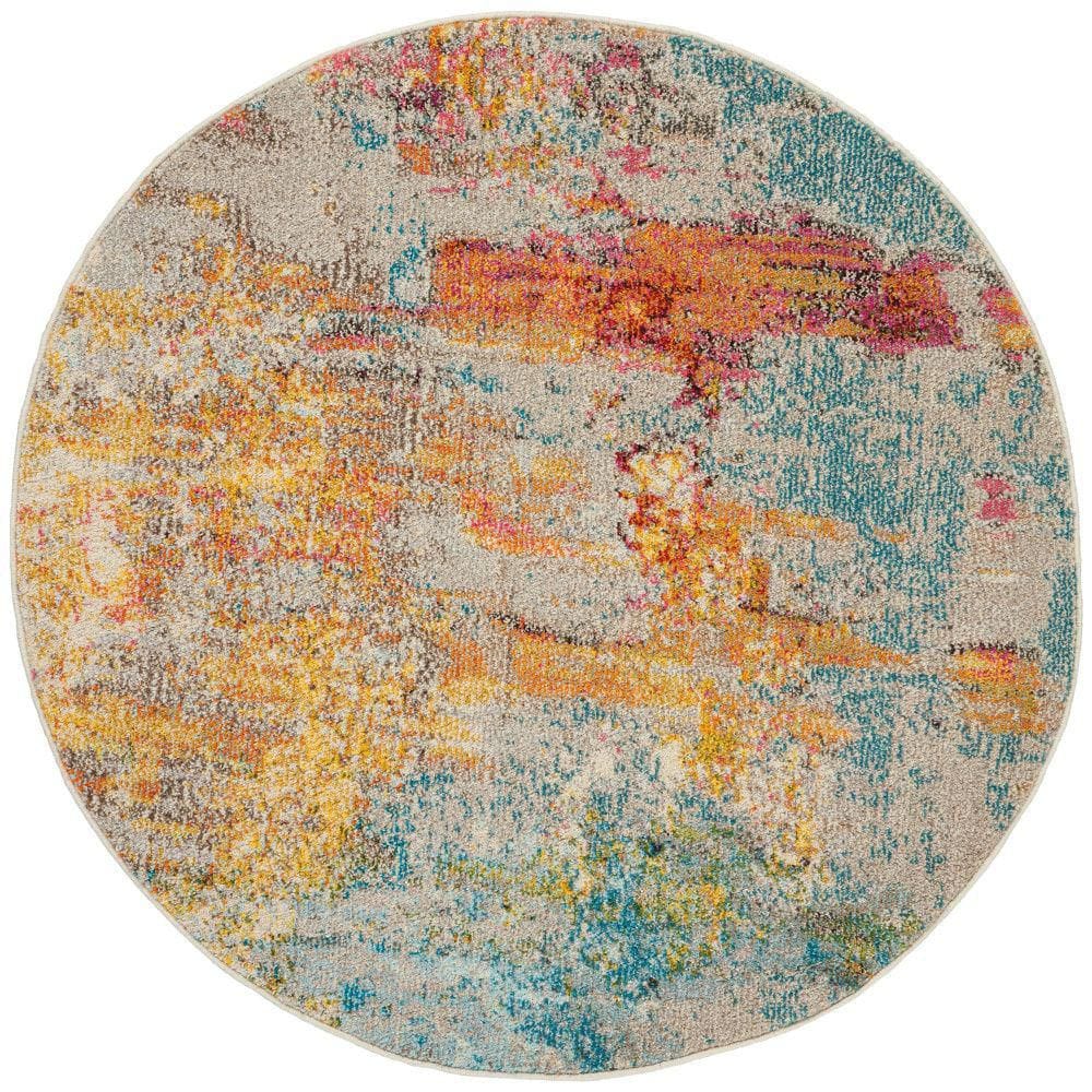 Nourison Celestial Sealife Multicolor 4 ft. x 4 ft. Abstract Modern ...
