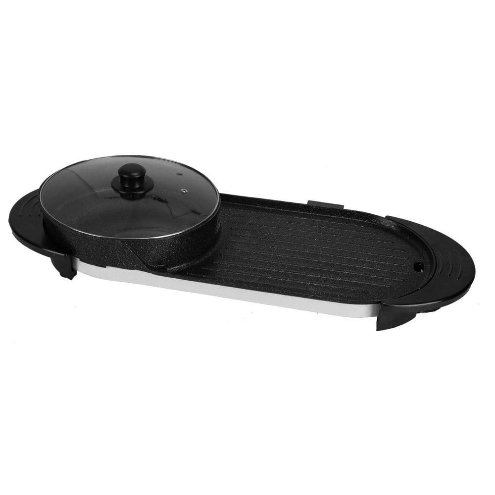 Tahanbath Black 2-in-1 Korean BBQ Indoor Grill and Shabu Hot Pot - 2200 ...