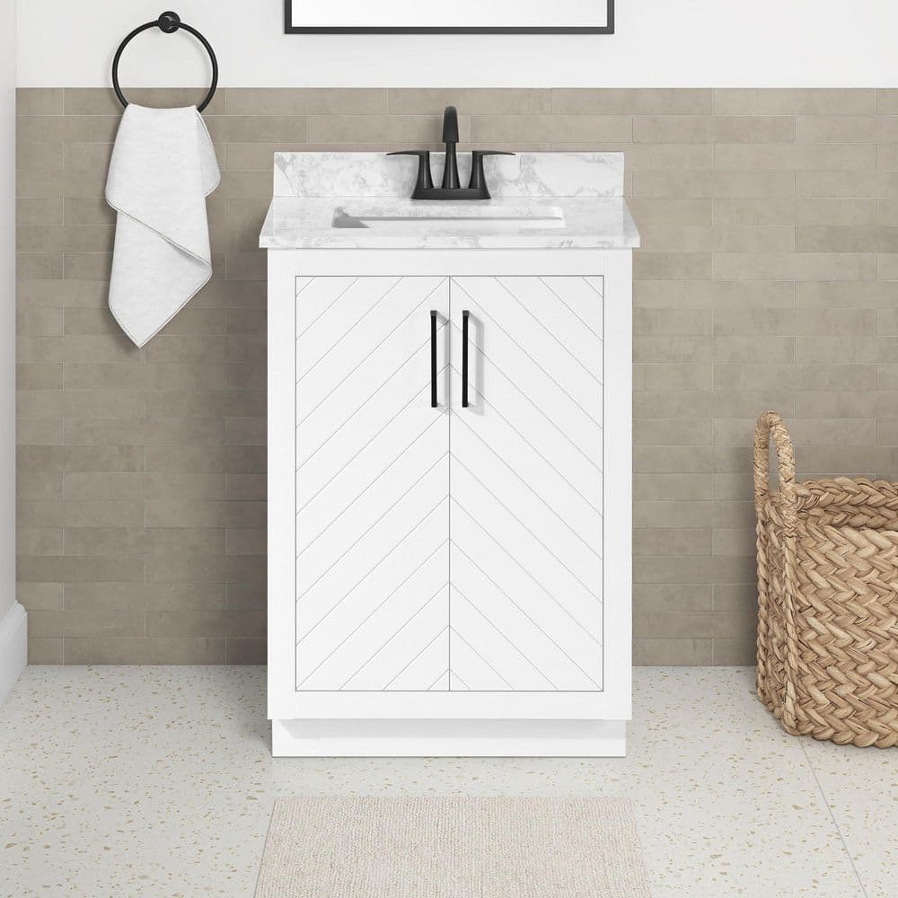 Have a question about Glacier Bay Huckleberry 24 in. Single Sink White Bath Vanity with White ...