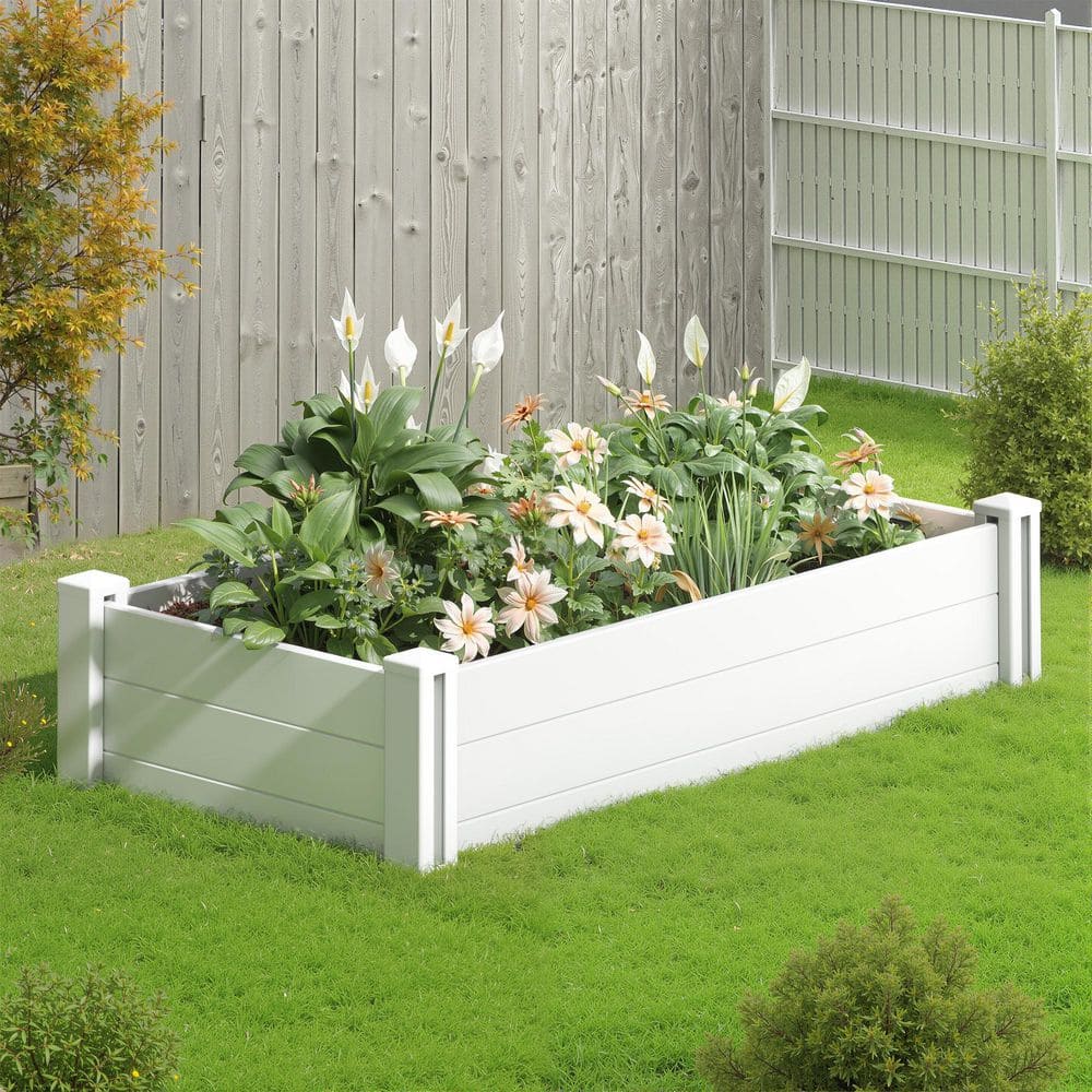 Dovelina 11.8 in. x 51 in. White PVC Plastic Raised Garden Bed Panels ...