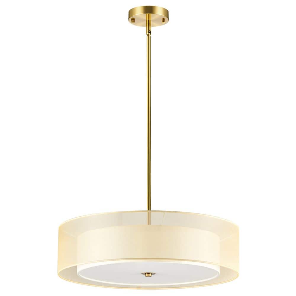 Merra 60-Watt 3-Light 20 in Dimmable Modern Gold Pendant Light with ...