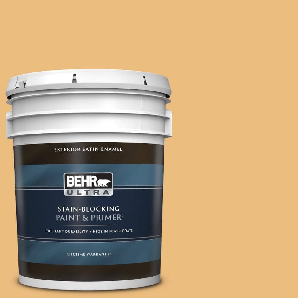 BEHR ULTRA 5 gal. #310D-4 Gold Buff Satin Enamel Exterior Paint ...