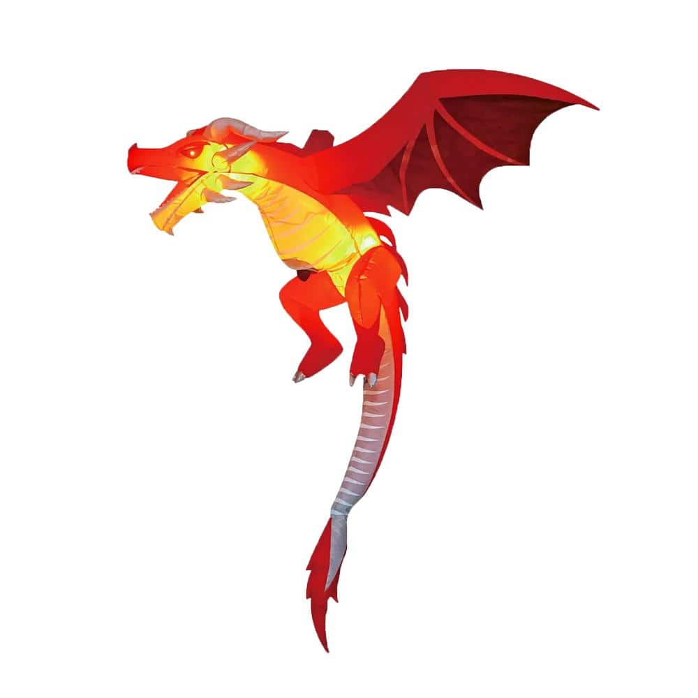 SYNCFUN 5 ft. Multicolor Halloween Inflatable Hanging Flying Dragon ...