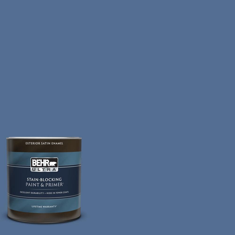 BEHR ULTRA 1 qt. #M530-6 Charter Blue Satin Enamel Exterior Paint ...
