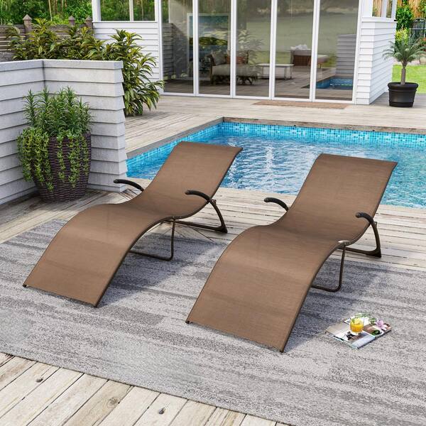 Crestlive Products Brown 2 Piece Folding Metal Outdoor Chaise Lounge CL LG005BRN The Home Depot