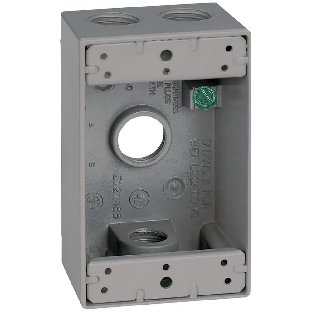 Commercial Electric 1-Gang Metal Weatherproof Electrical Outlet Box ...