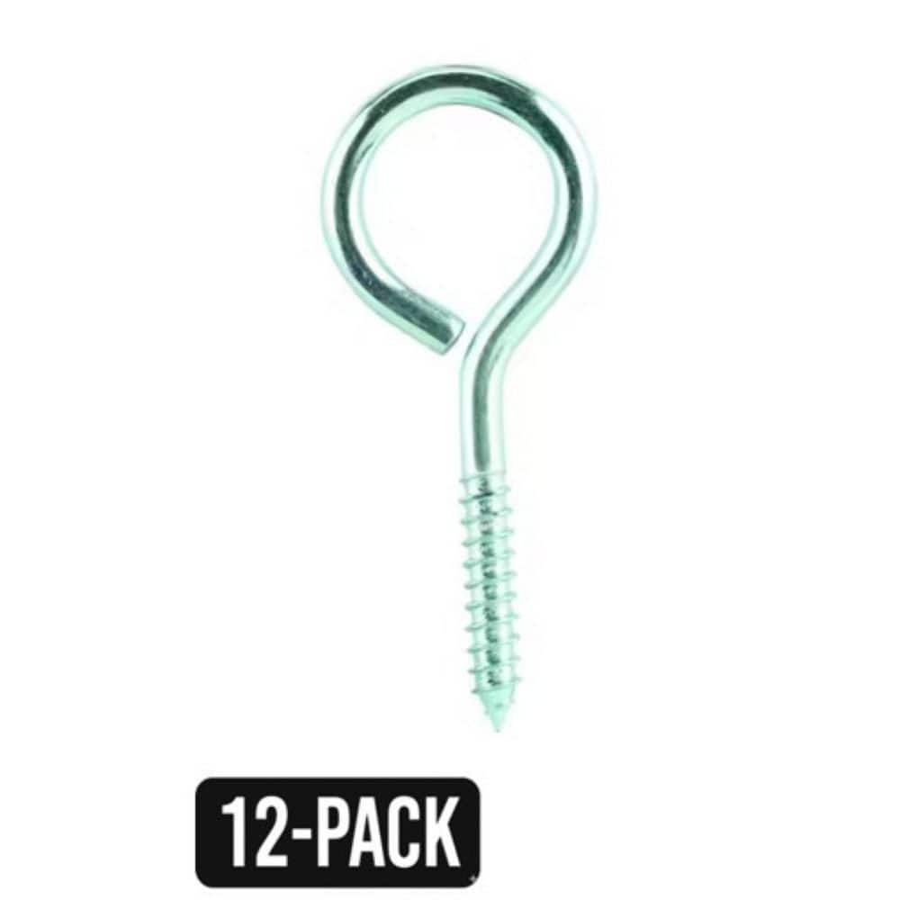 Everbilt 3/4 in. x 3 in. Zinc-Plated Hook and Loop Screw Eye (12-Pack ...