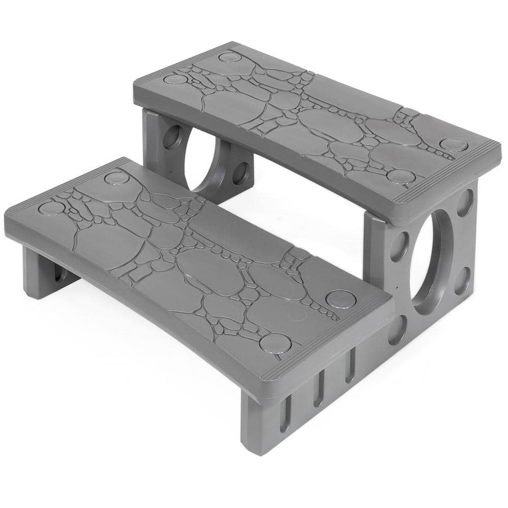 XtremepowerUS 2-Step Spa Hot Tub and Pool Step Deck in Grey 75161-H1 ...