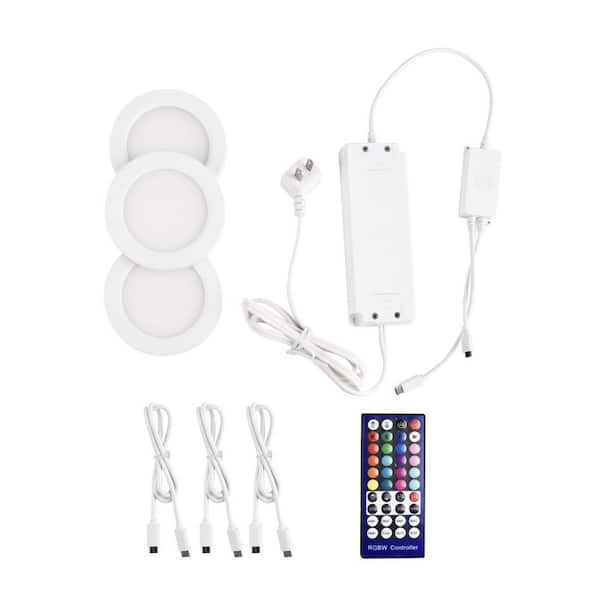 Commercial Electric Plug-in and Direct Wire 3PK 4 in. 220 Lumens RGBW ...