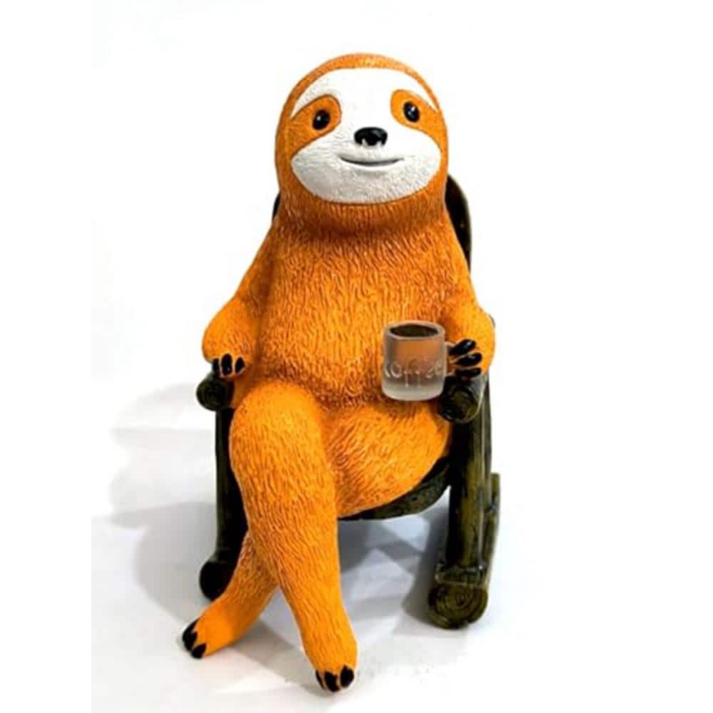 Phewnyzo 3 in. x 3.5 in. x 5 in. Sloth Solar Light Fairy Garden ...