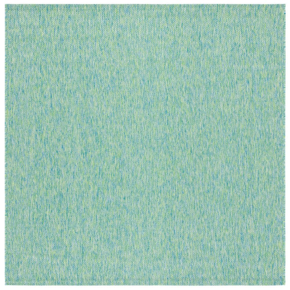 SAFAVIEH Courtyard Green/Blue 5 ft. x 5 ft. Solid Color Distressed ...