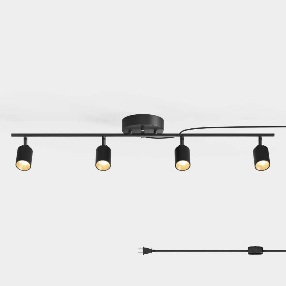 Vidalite Shura Black 4-Light Plug-In Track Light Kit, Dimmer Switch ...