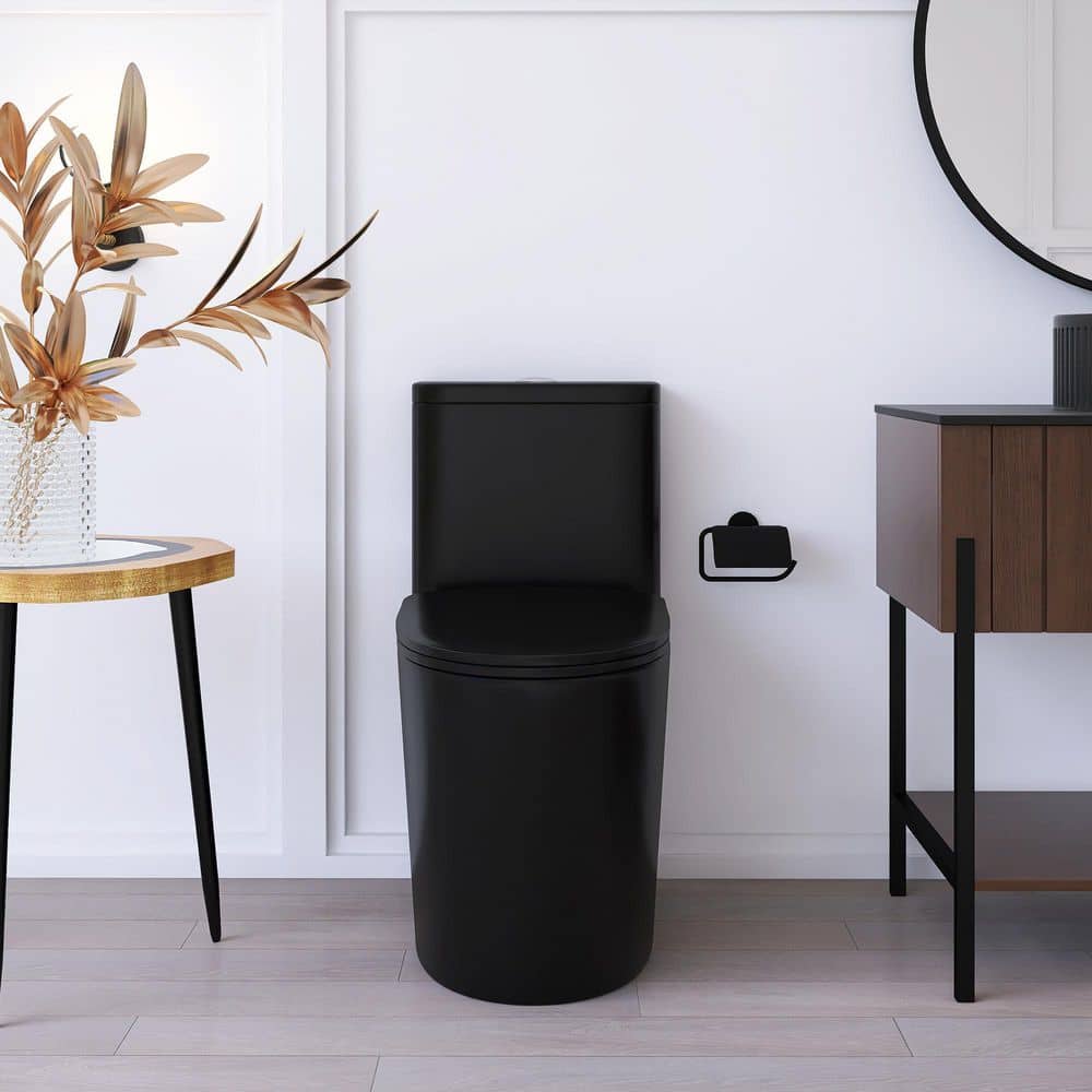 Boosicavelly 1-Piece 1.1/1.6 GPF Dual Flush Elongated Toilet in Matte ...