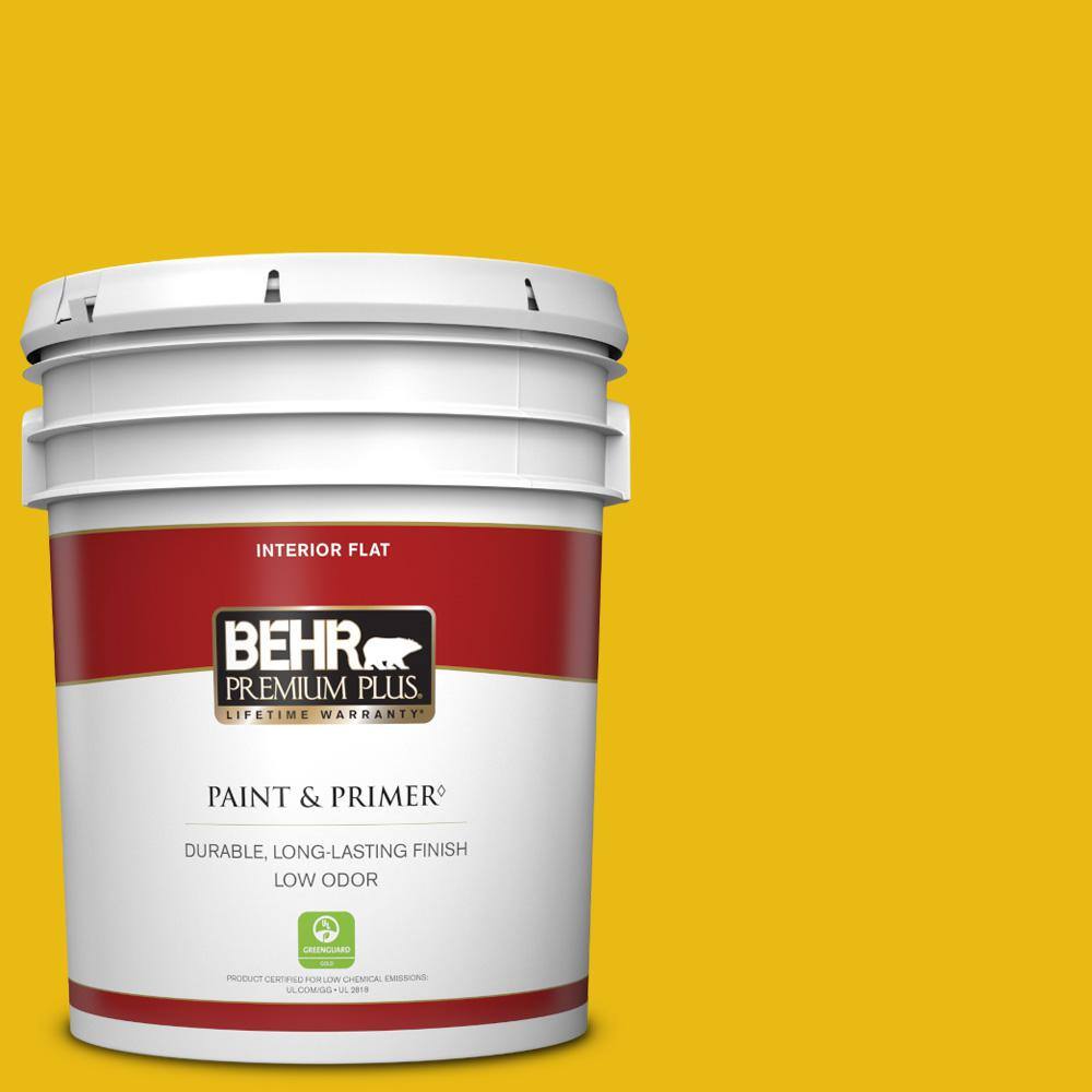 BEHR PREMIUM PLUS 5 gal. #390B-7 Lemon Lime Flat Low Odor Interior ...