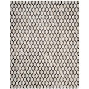 SAFAVIEH Studio Leather Ivory Gray 8 ft. x 10 ft. Abstract Geometric ...