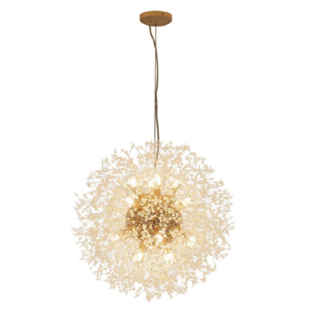 Rennnsan Eli 16-Light Dimmable Gold Starburst Sphere Chandelier with ...