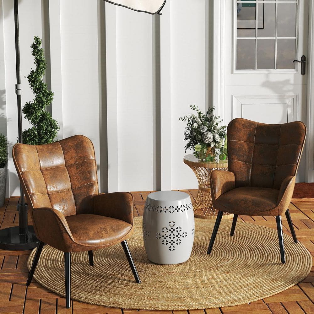 Homy Casa KANAS Modern Accent Wingback Chair, Upholstered in Rustic ...