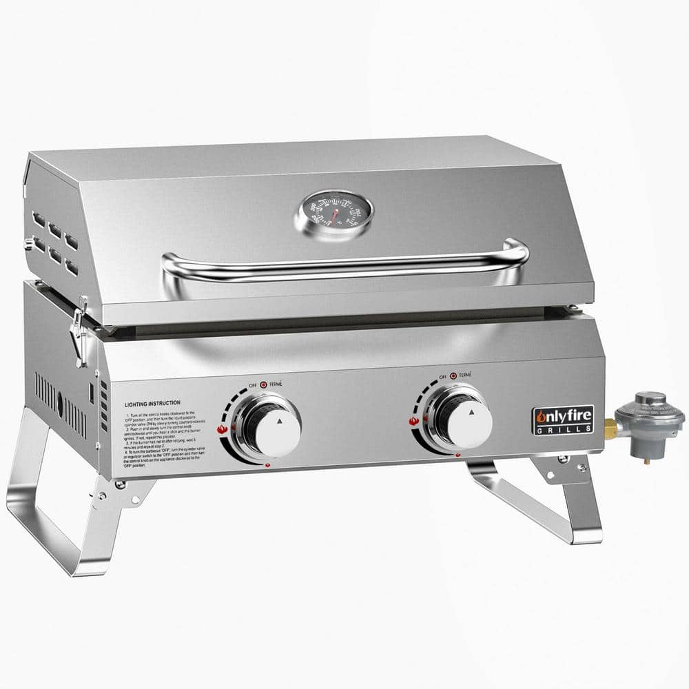 Hitechluxe 2-Burner Portable Propane Gas Table Top Grill Griddle with ...