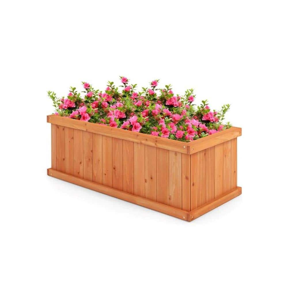 ITOPFOX 31 in. L 14 in. W x 12 in. H Garden Lawn Fir Wood Planter Box ...