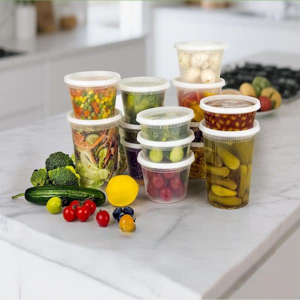 Numhew 60 Sets 8 oz. Plastic Airtight Food Storage Containers with Lids ...