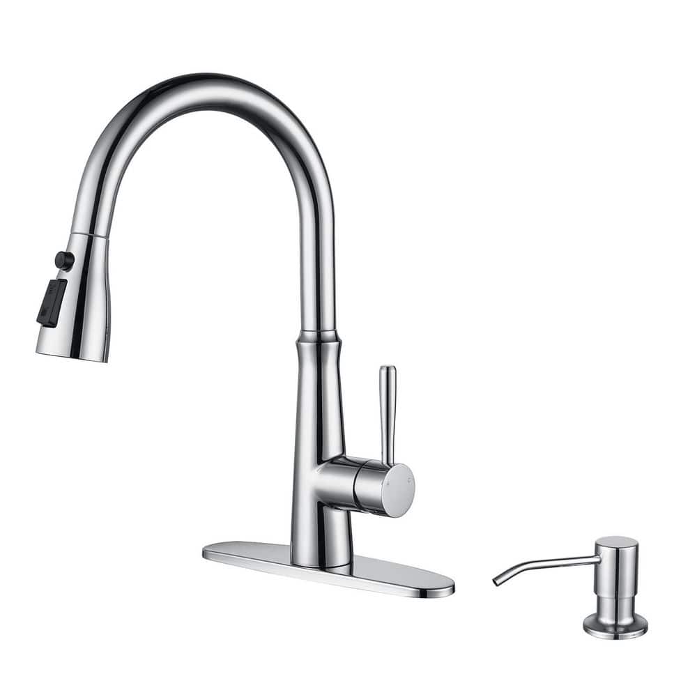 AVITAS 15.4 in. 3-Mode Single Handle Pull Down Sprayer Kitchen Faucet ...