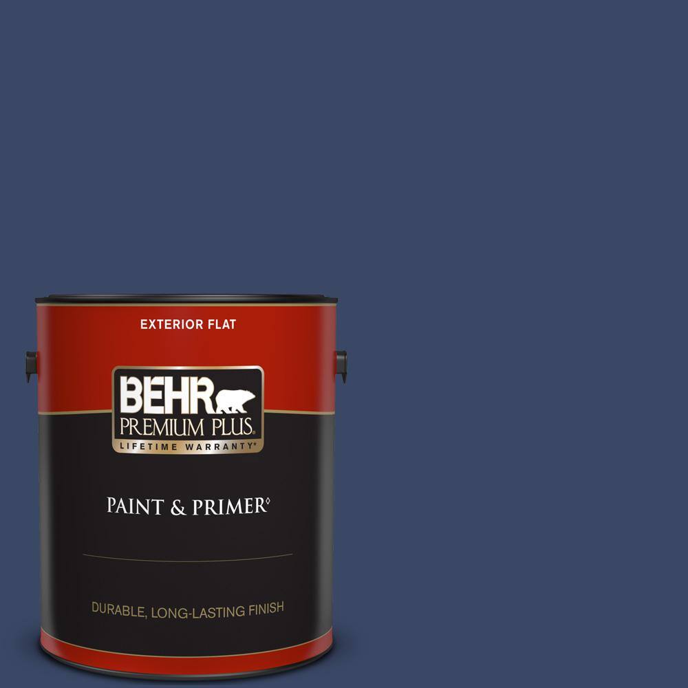 BEHR PREMIUM PLUS 1 gal. #MQ5-14 Bon Nuit Flat Exterior Paint & Primer ...