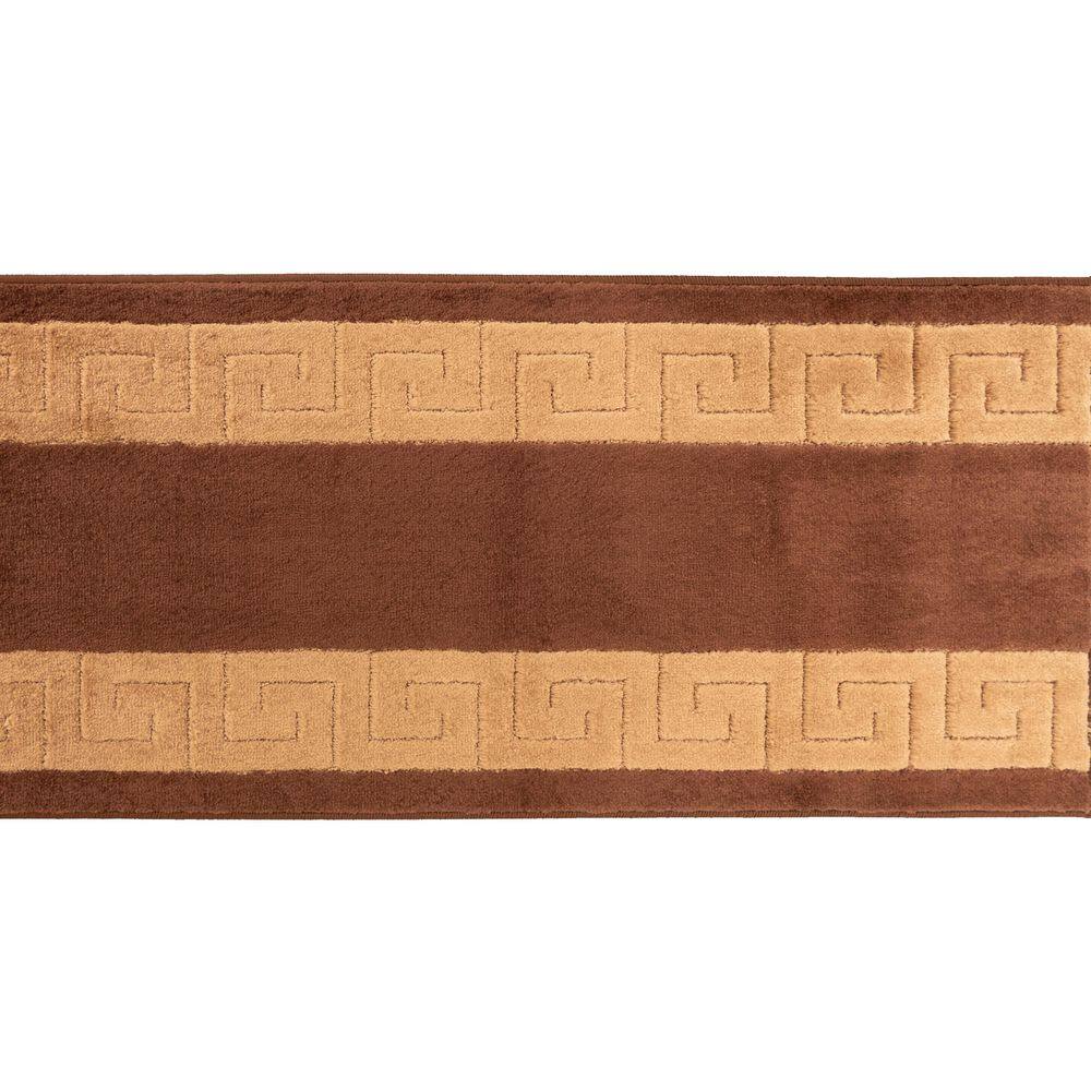 RugStylesOnline Euro Meander Design Brown 26 in. W x 24 in. L Stair ...