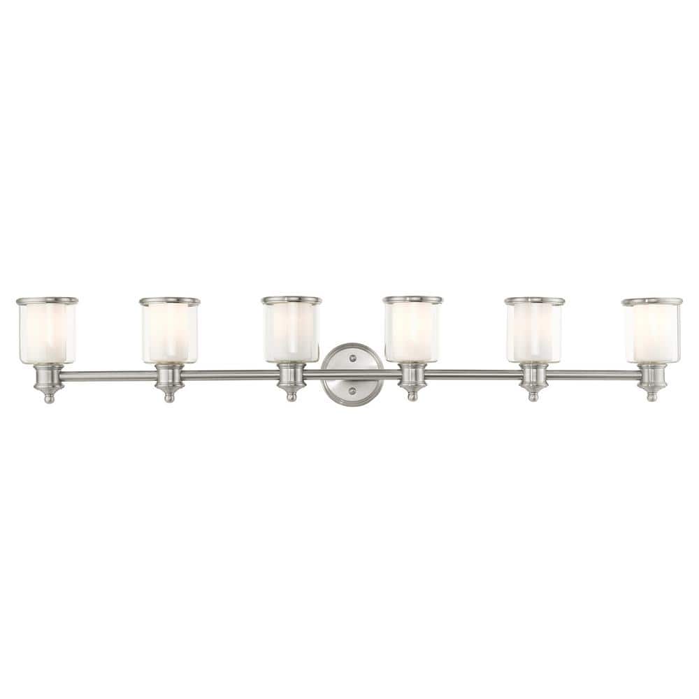 AVIANCE LIGHTING Bellington 55 in. 6-Light Brushed Nickel Vanity Light ...