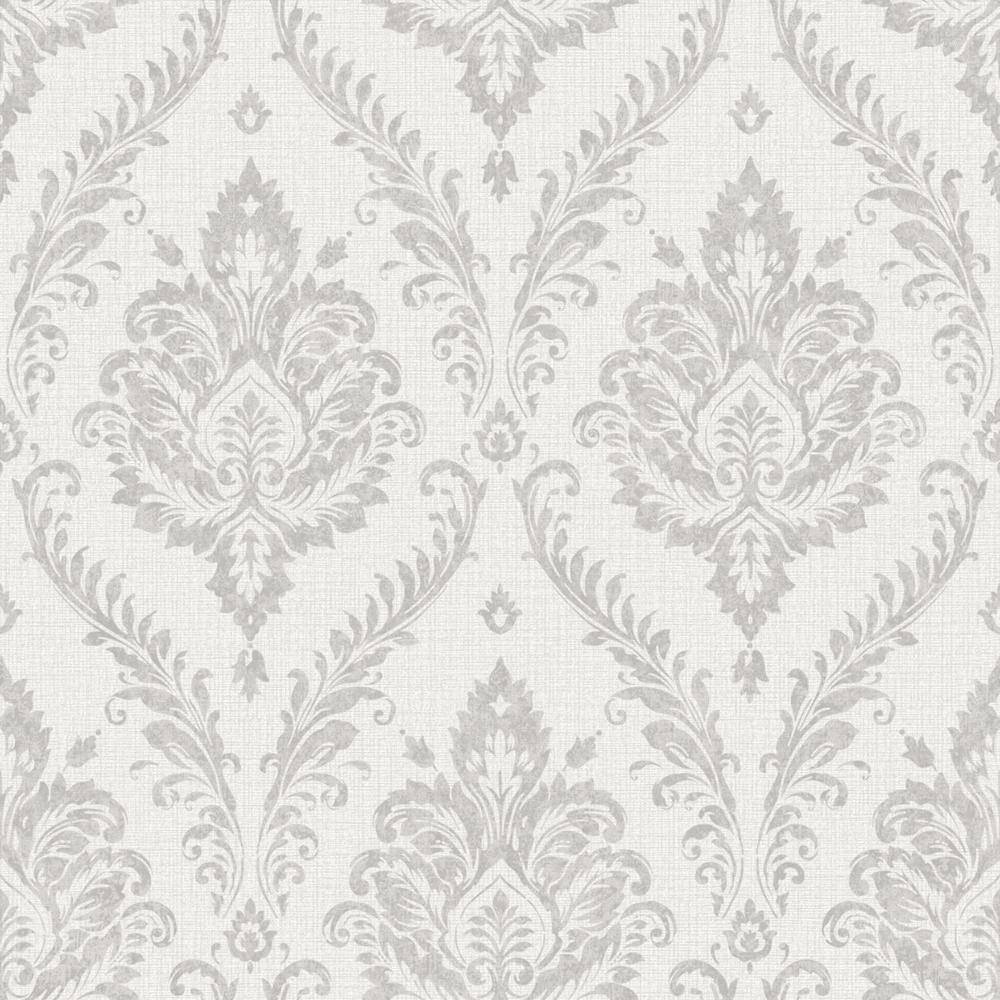 HOLDEN Grand Damask Grey Textured Non-Pasted Wallpaper (Covers 56 sq ...