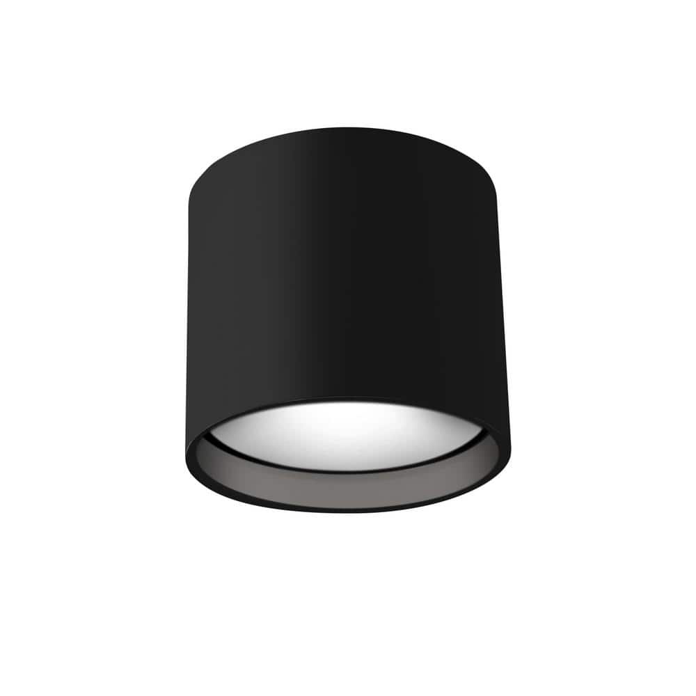 KUZCO Falco 5 in. 1 Light 15-Watt Black Integrated LED Flush Mount ...
