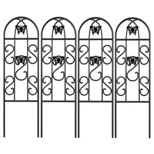 35.43 in. W x 59.06 in. H Black Metal Garden Trellis for Climbing ...