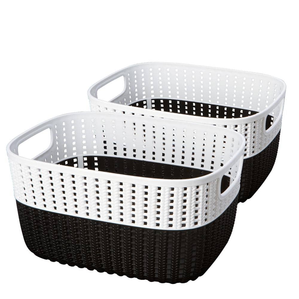 Simplify 6 in. H x 9 in. W x 11 in. D Black Plastic Cube Storage Bin 2 ...