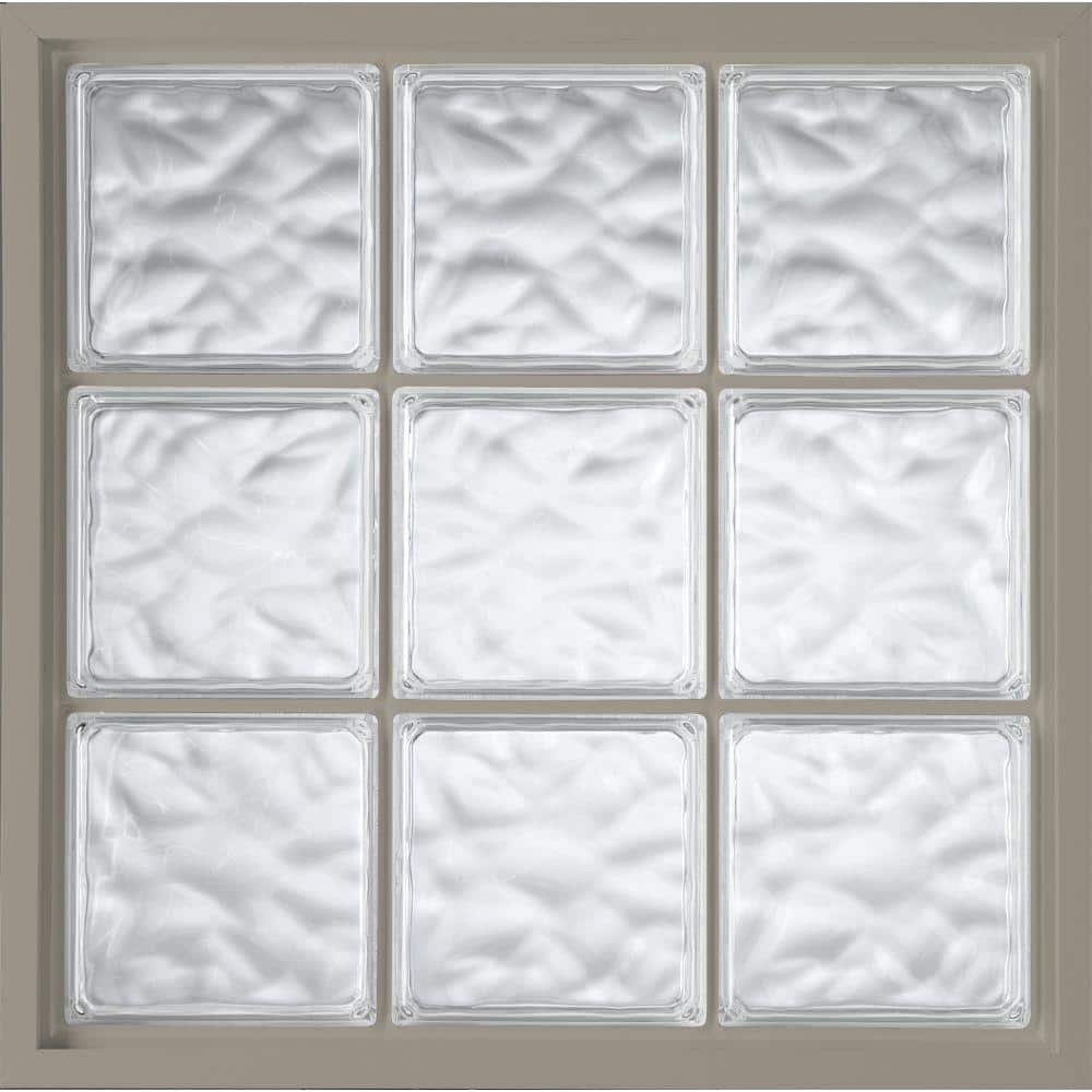 Hy-Lite 42 in. x 42 in. Acrylic Block Fixed Vinyl Window in Driftwood ...