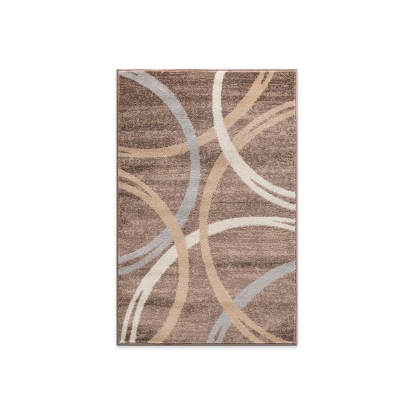 WRG Toscana Brown 2 ft. 7 in. x 4 ft. Modern Abstract Circles Indoor ...