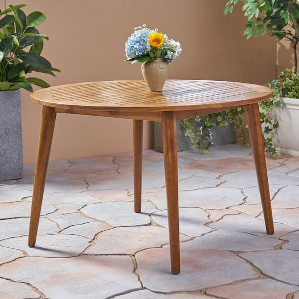 Round acacia dining table store