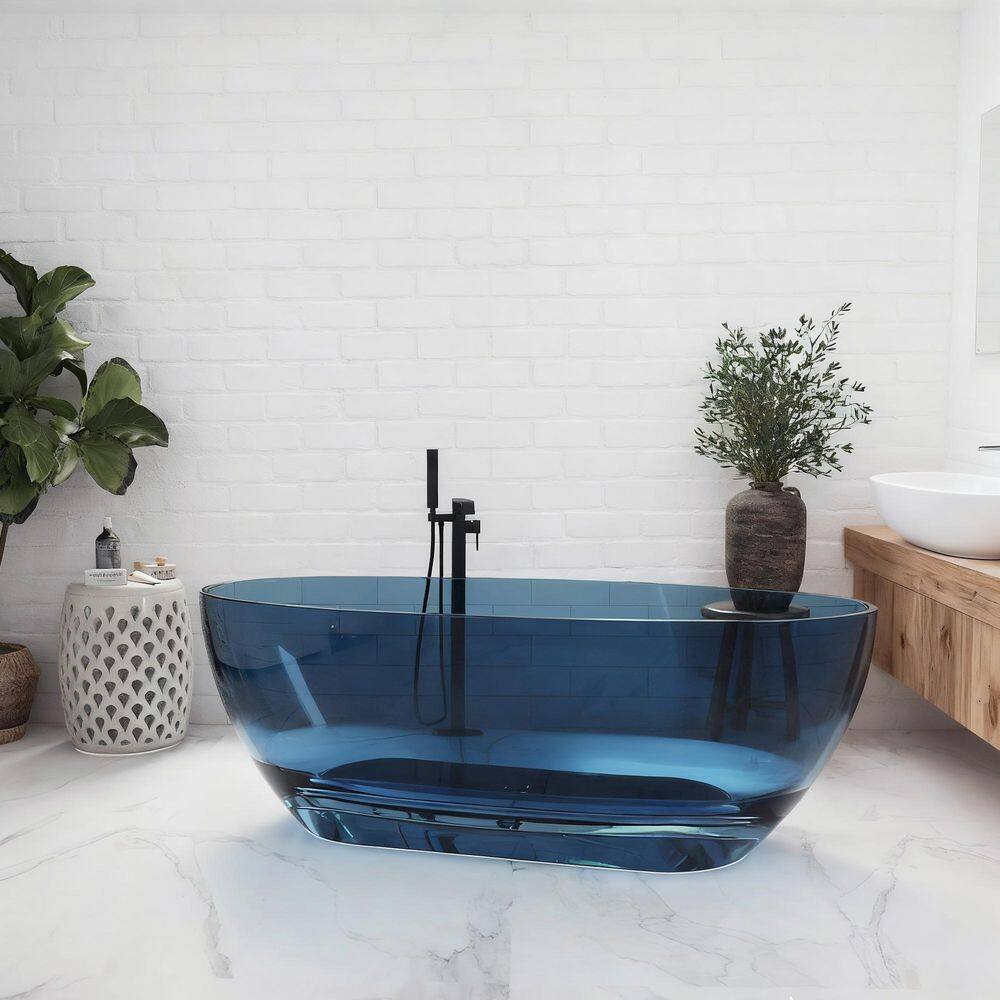 CITTANEO 63 in. x 29 in. Stone Resin Solid Surface Freestanding ...