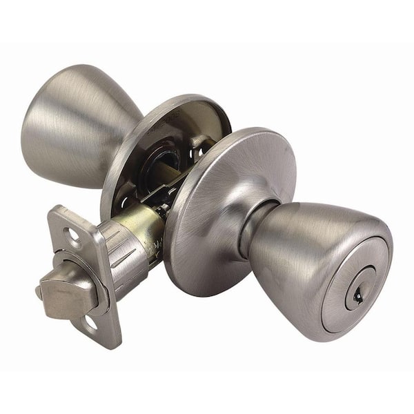 Reviews for Design House Tulip Satin Nickel Keyed Entry Door Knob with Universal 6 Way Latch ...