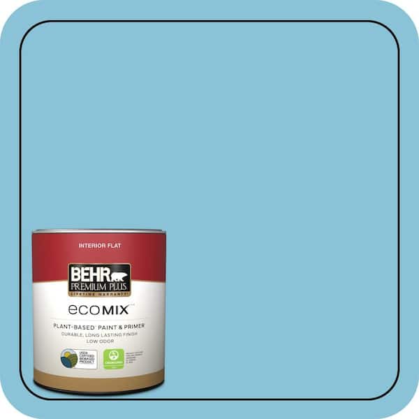 BEHR PREMIUM PLUS 1 qt. #540D-4 Dreaming Blue Flat EcoMix Plant-Based ...