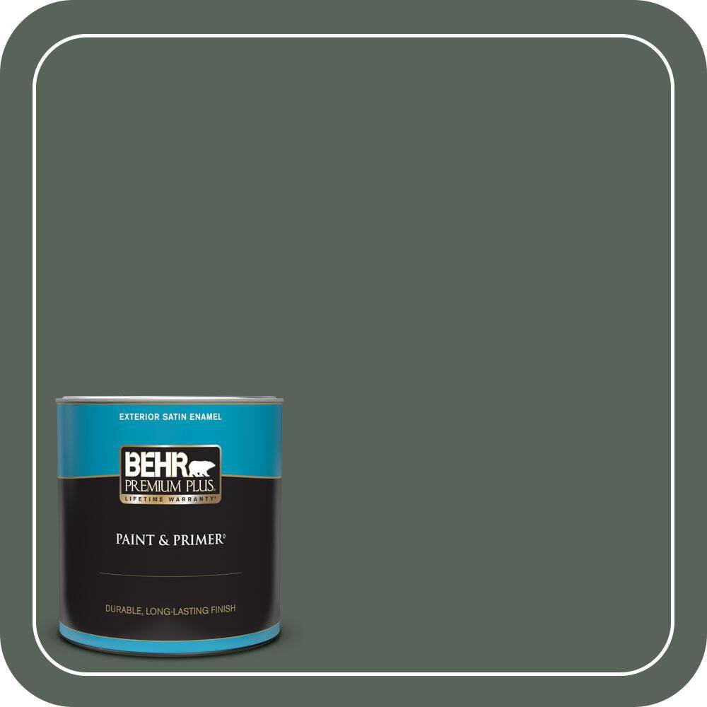BEHR PREMIUM PLUS 1 qt. #ECC-21-3 Imperial Palm Satin Enamel Exterior ...
