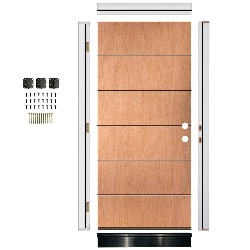 Krosswood Doors Ready-to-Assemble Modern 36 in. x 80 in. Left-Hand/Inswing 6-Grid Solid Panel ...