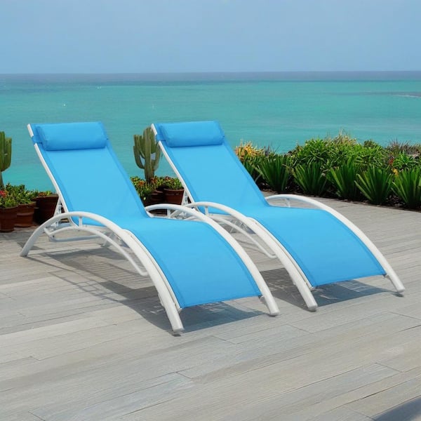 Cubilan Blue 2-pice Piece Fabric Outdoor Recliner, Metal JZ0826Tool ...