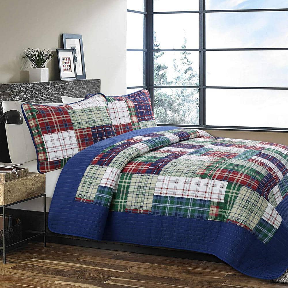 Cozy Line Home Fashions Tartan Plaid Boxers Briefs 2-Piece Navy Blue ...