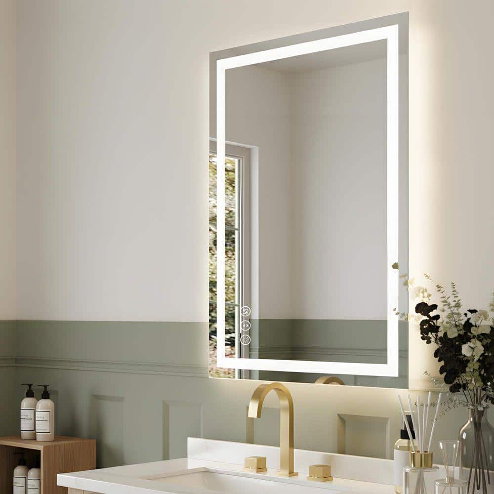 EVERSTEIN 24 in. W x 36 in. H Rectangular Frameless LED Light with 3 ...