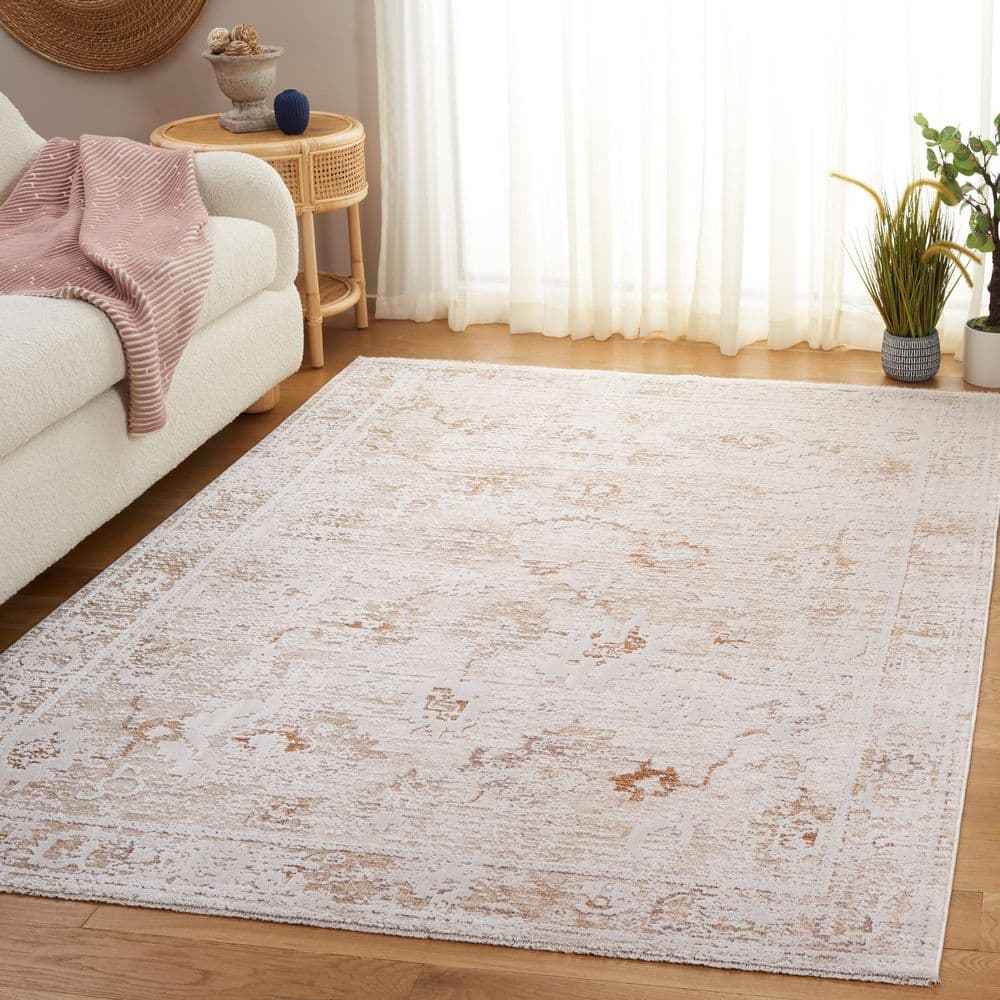 SAFAVIEH Romance 5 ft. x 8 ft. Ivory/Beige Rust Floral Oriental Area ...