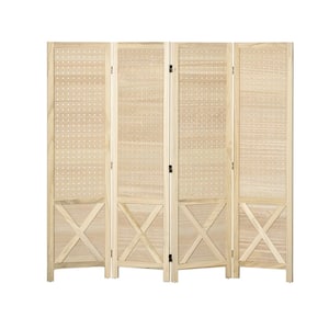6 ft. Natural Wood Folding Outdoor Privacy Screen with Black Boards, 4 ...
