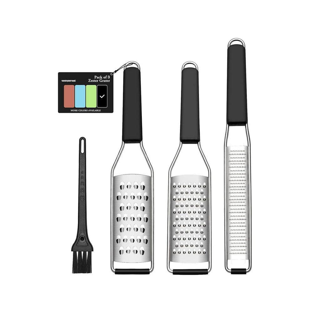 Lynzavix Lemon Zester Grater Three-piece Set Black Stainless Steel ...