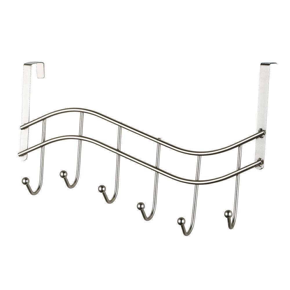Home Basics Over The Door 6 Hook Organizing Rack, Satin Nickel HDC94552 ...