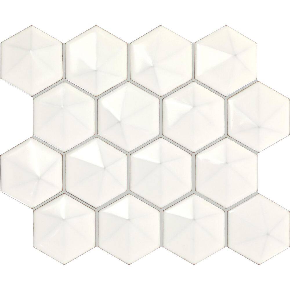 Daltile Artefino Jewel Oyster 11 in. x 12 in. Glossy Porcelain Pyramid ...